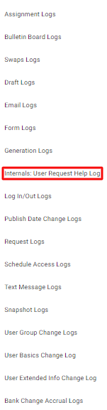 User Request Help Log (Admin)