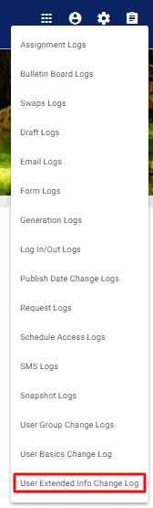 Viewing User Extended Info Change Logs